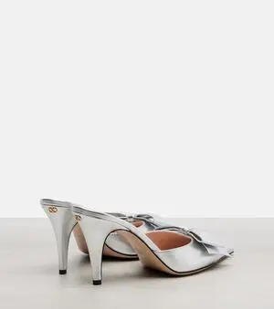 Valentino Garavani Metallic Leather Mules - Silver