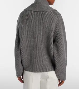 TOTEME Wool-blend Shawl Collar Double-breasted Cardigan - Grey
