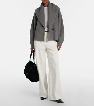 TOTEME Wool-blend Shawl Collar Double-breasted Cardigan - Grey