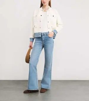 Sandro Bouclé Denim-trim Cardigan - Beige