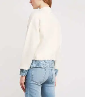 Sandro Bouclé Denim-trim Cardigan - Beige
