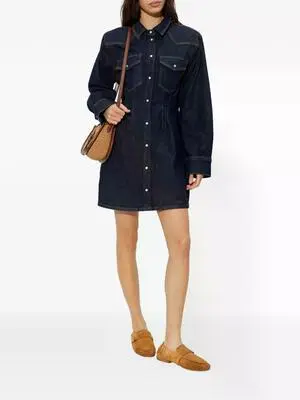 GESTUZ Long-sleeved Chest-pocket Mini Dress