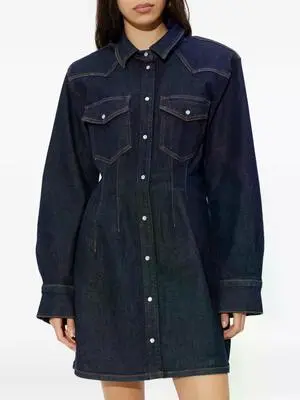 GESTUZ Long-sleeved Chest-pocket Mini Dress