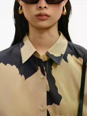 LESS Floral Print Long Sleeve Shirt