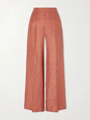 Giuliva Heritage Amanda Fringed Silk Wide-leg Pants - Red