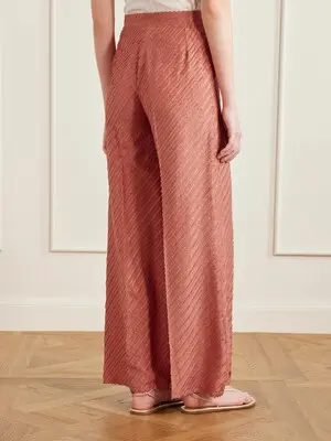 Giuliva Heritage Amanda Fringed Silk Wide-leg Pants