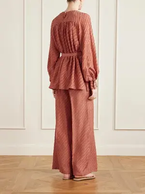 Giuliva Heritage Belted Frayed Silk Blouse