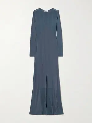JEAN PAUL GAULTIER Paneled Ribbed Stretch-jersey Maxi Dress - Blue