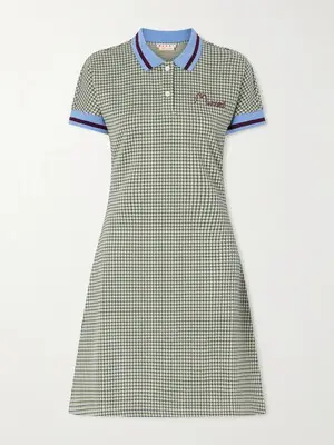 Marni Embroidered Checked Knitted Mini Dress - Multi