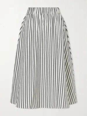 Maria Mcmanus Striped Organic Cotton-poplin Midi Skirt - Multi