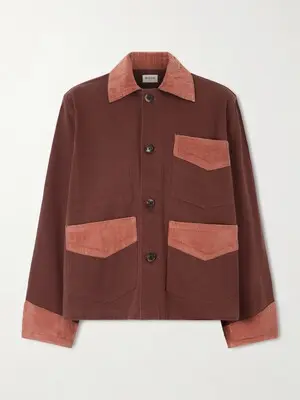 BODE Corduroy-trimmed Cotton-twill Jacket - Brown