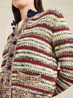Sacai Striped Cotton-blend Cardigan