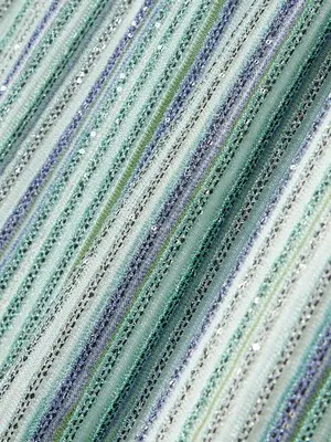 Missoni One-shoulder Striped Crochet-knit Maxi Dress With Sequins - Blue
