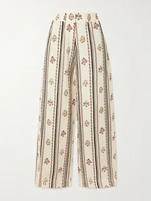 Agua Bendita Tota Andes Floral-print Linen Wide-leg Pants - Multi