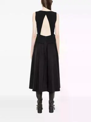 Karl Lagerfeld Sleeveless Crewneck Midi Dress With Belt Detail - Black