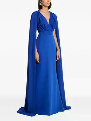 RHEA COSTA V-neck Cape Dress