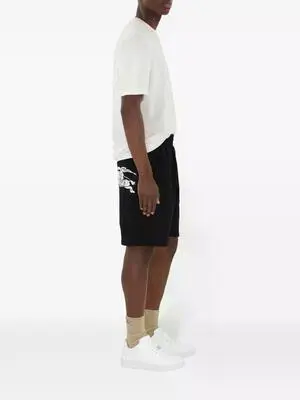Burberry Straight-leg Cotton Shorts With Equestrian Knight Motif