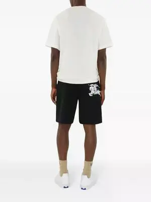 Burberry Straight-leg Cotton Shorts With Equestrian Knight Motif