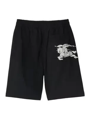 Burberry Straight-leg Cotton Shorts With Equestrian Knight Motif