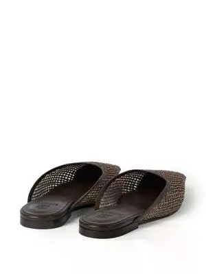 Brunello Cucinelli Monili-embroidered Leather Mules