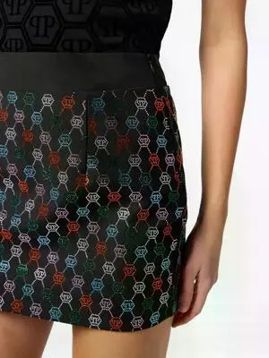 Philipp Plein Rhinestone Monogram Mini Skirt