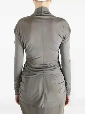 Rick Owens Long Sleeve Draped V-neck Top - Grey