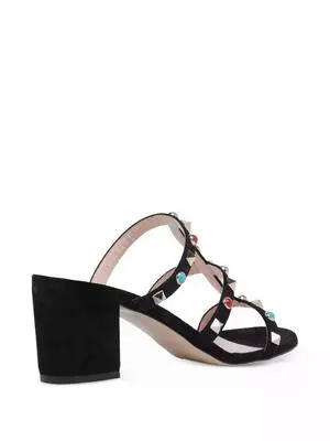 Valentino Garavani Rockstud Slide Sandals In Suede With Cabochon Stones