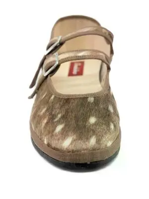 GONDOLINA Deer-print Double-strap Ballet Flats