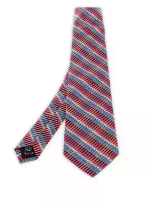 Valentino Garavani 1990s Diagonal Stripe Silk Neck Tie - Red