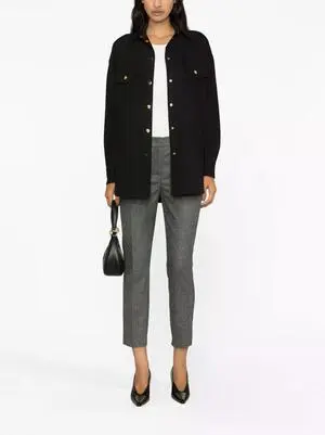 Pinko Checkered Slim-fit Cropped Trousers - Grey