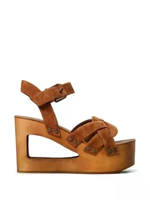 TWINSET Woven Platform Sandals - Brown