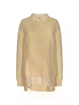 Sacai Collared Knitted Dress - Neutrals