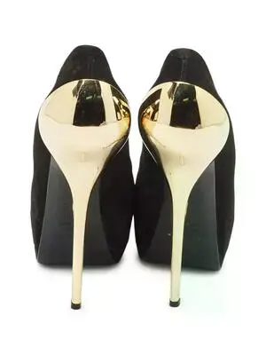GIUSEPPE ZANOTTI Suede Platform Peep-toe Pumps - Black