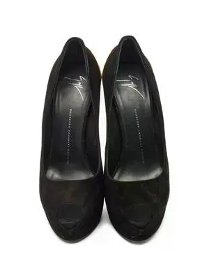 GIUSEPPE ZANOTTI Suede Platform Peep-toe Pumps - Black