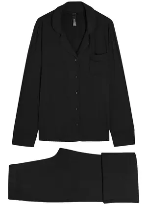 SKIMS Ribbed Stretch-modal Pyjama Set - Black