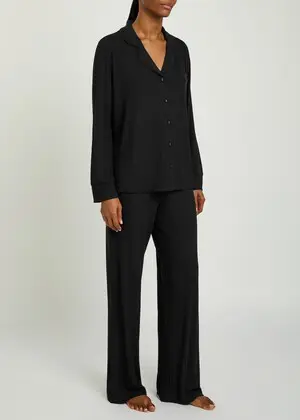 SKIMS Ribbed Stretch-modal Pyjama Set - Black