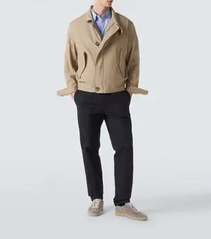 Moncler Cotton-blend Straight Leg Trousers - Blue