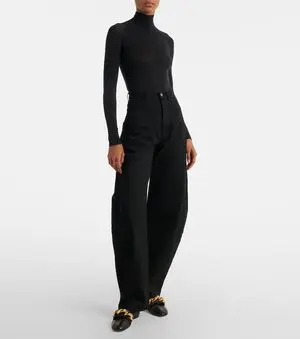 Alaïa Embellished Leather Ballet Flats