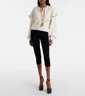 Chloé Ruffled Wool And Cashmere Cardigan - Beige