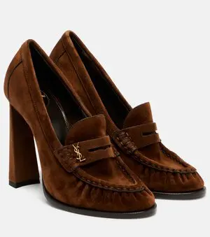 Saint Laurent Le Loafer 110 Suede Loafer Pumps - Brown