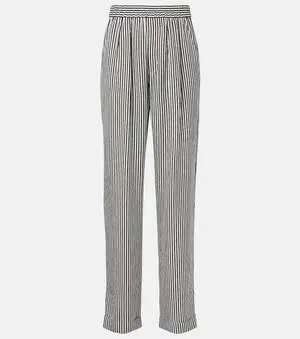 TOM FORD Striped Silk Straight Leg Trousers