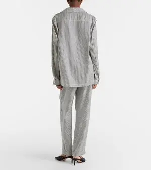 TOM FORD Striped Silk Straight Leg Trousers