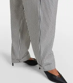 TOM FORD Striped Silk Straight Leg Trousers