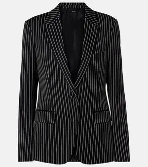 TOM FORD Pinstripe Wool And Cotton Blazer - Black