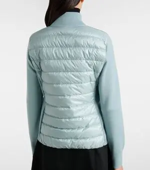 Moncler Down-paneled Virgin Wool Cardigan - Blue