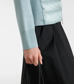 Moncler Down-paneled Virgin Wool Cardigan - Blue