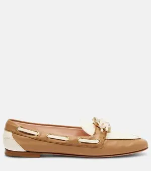 ROGER VIVIER Embellished Leather Boat Shoes
