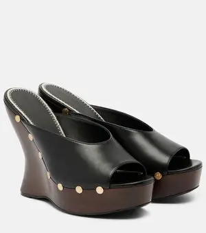 Magda Butrym Studded Leather Wedge Mules - Black