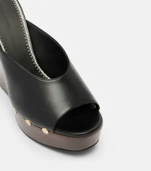 Magda Butrym 115 Studded Leather Wedge Mules - Black