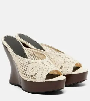 Magda Butrym Crochet Wedge Sandals - White